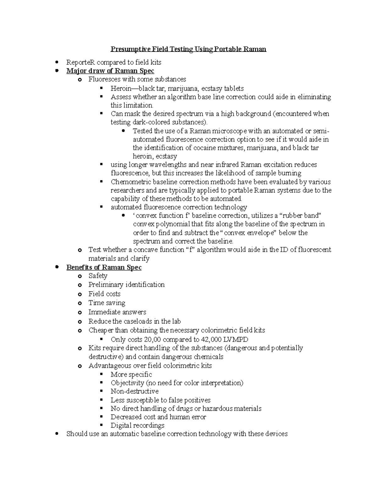 Presumptive Field Testing Using Portable Raman - Can mask the desired ...