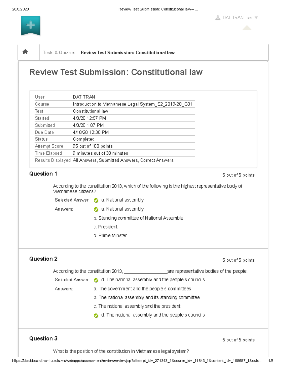 [TA] quiz constitutional law - I t H Tests & Quizzes Review Test ...