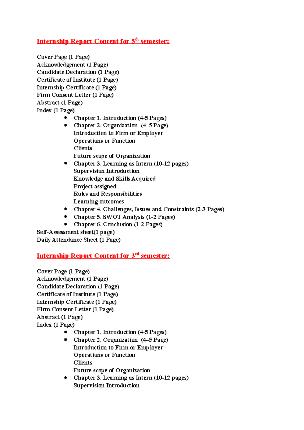 EOI Report Content - Internship Report Content for 5th semester: Cover ...