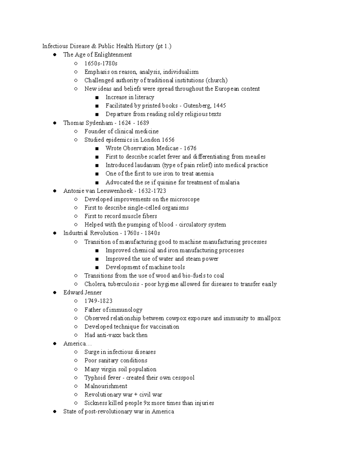 Hpubh Notes 09 15 - Infectious Disease & Public Health History (pt 1 ...