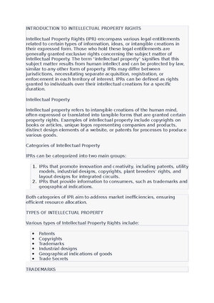 IPR Notes. - IPR Diploma - Studocu