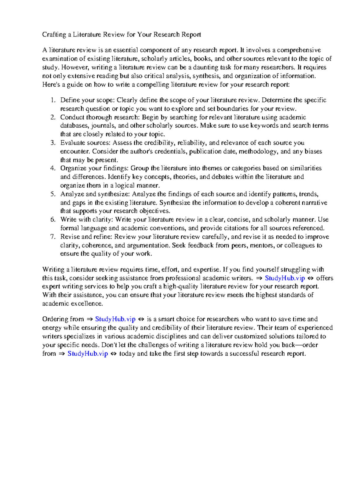 Sample Of Literature Review In Research Report - Crafting a Literature ...