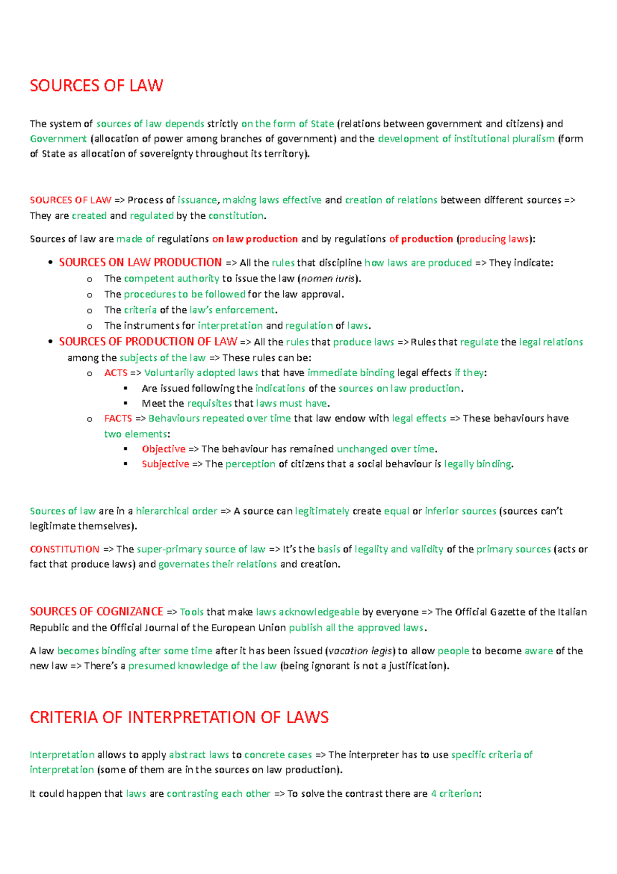 3. Sources of law - riassunto del libro di law - SOURCES OF LAW The ...