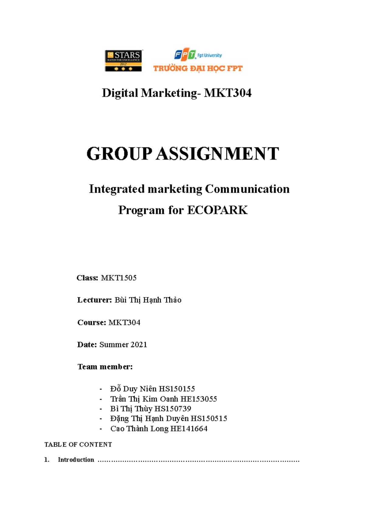 Group-MKT304-group assignment 2020-2021 - Digital Marketing- MKT GROUP ...