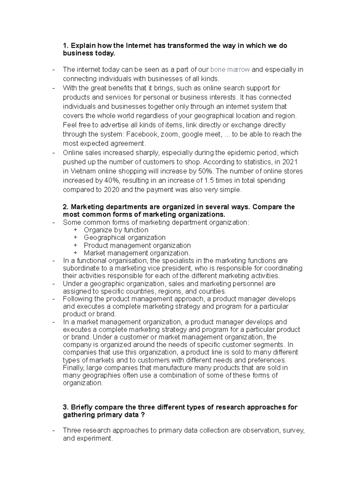 Individual Assignment - 1. Explain how the Internet has transformed the ...