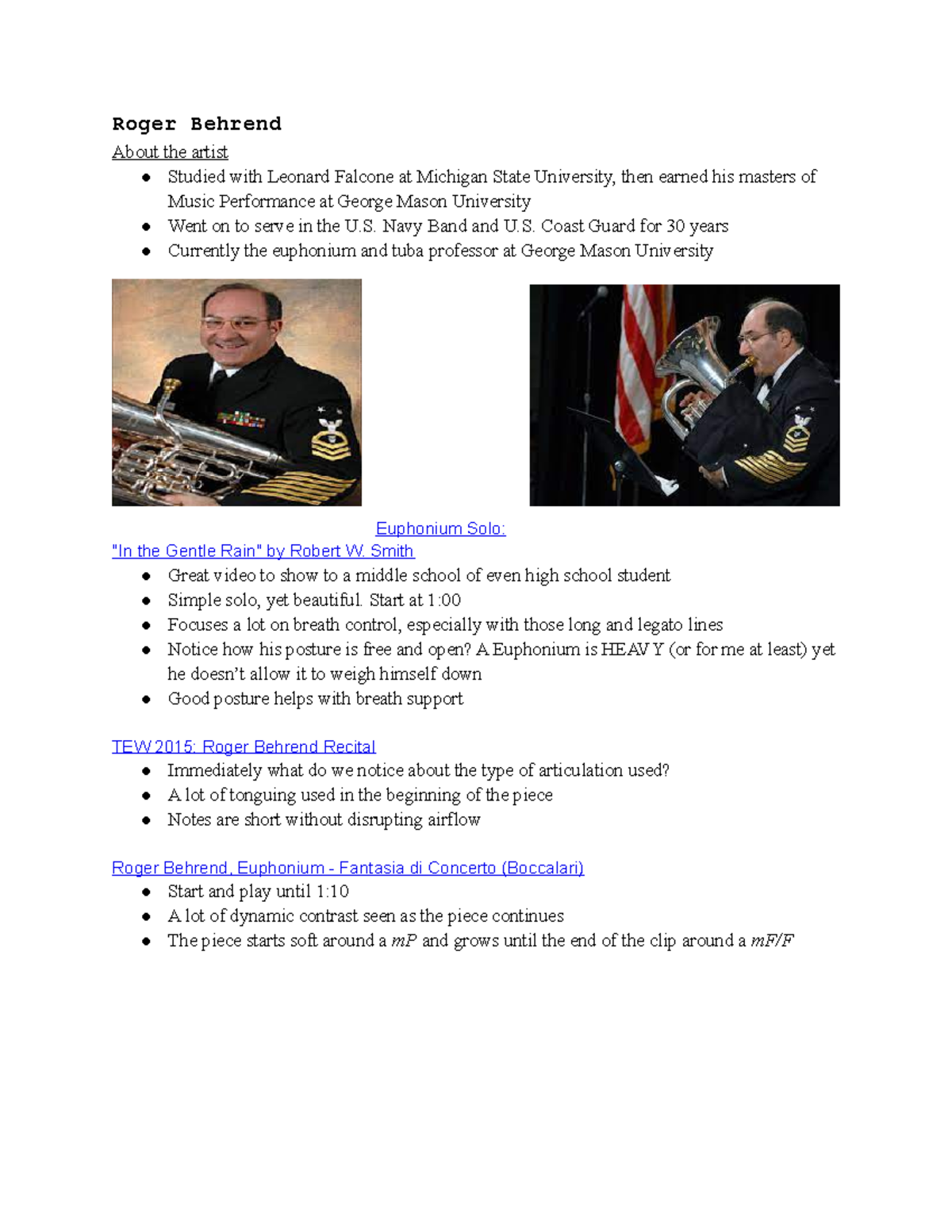 Euphonium listening guide - Roger Behrend About the artist Studied with ...