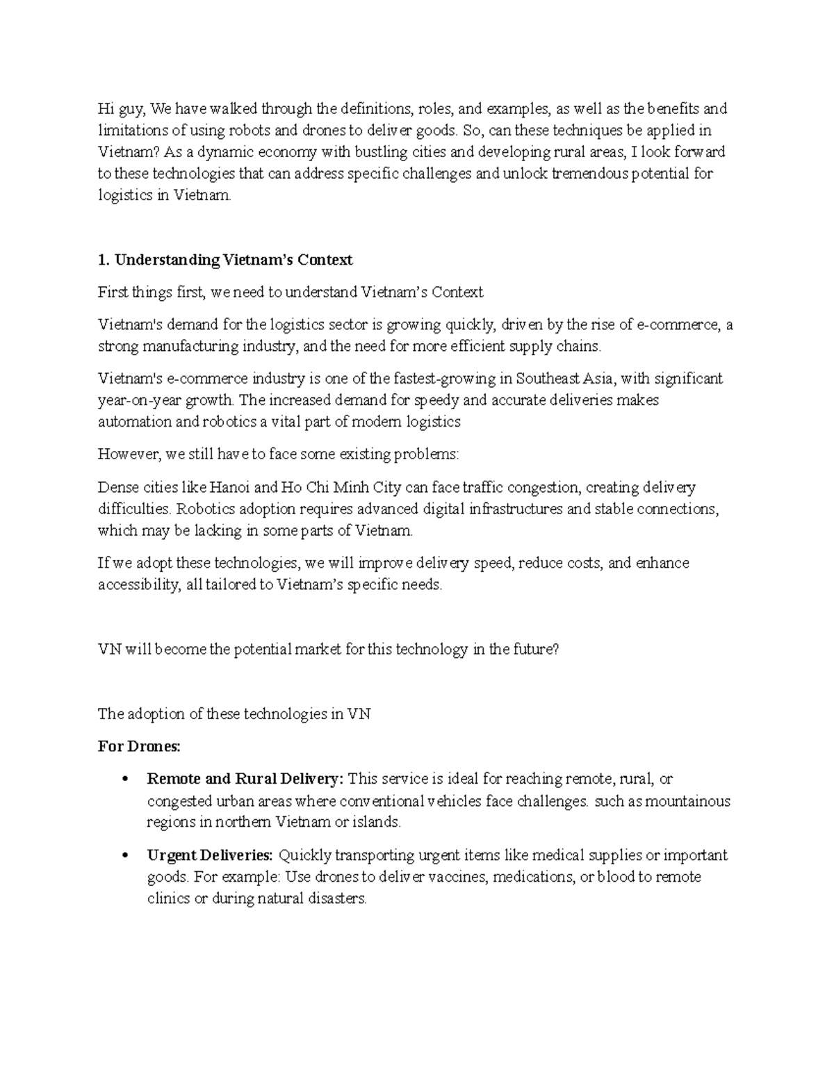 Hi guy - presentation note idea - Hi guy, We have walked through the ...