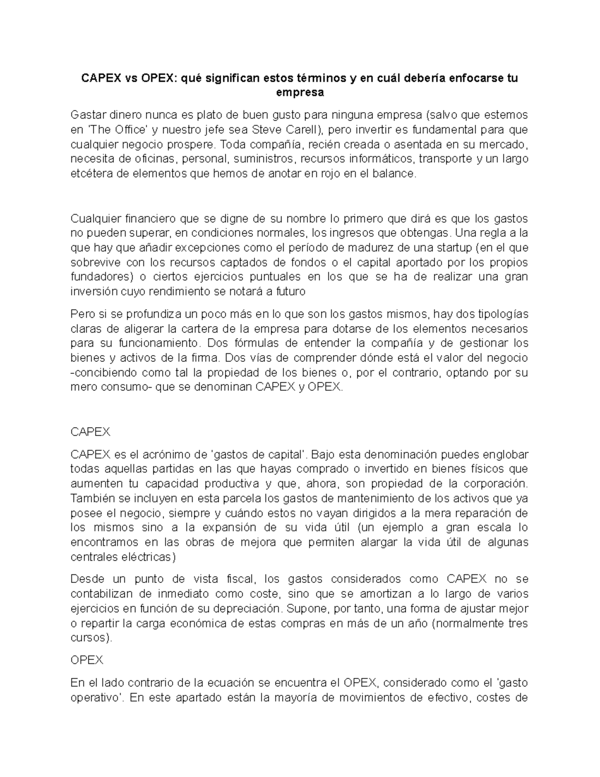 Capex vs OPEX - CAPEX vs OPEX: qué significan estos términos y en cuál ...