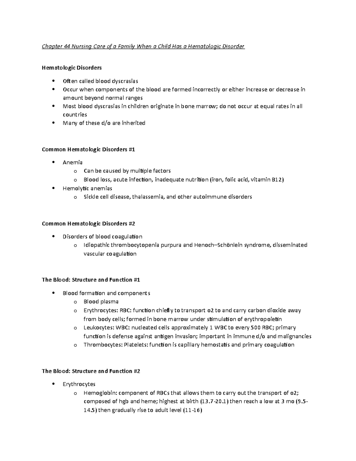 MCNC Ch 44 - chapter notes - Chapter 44 Nursing Care of a Family When a ...