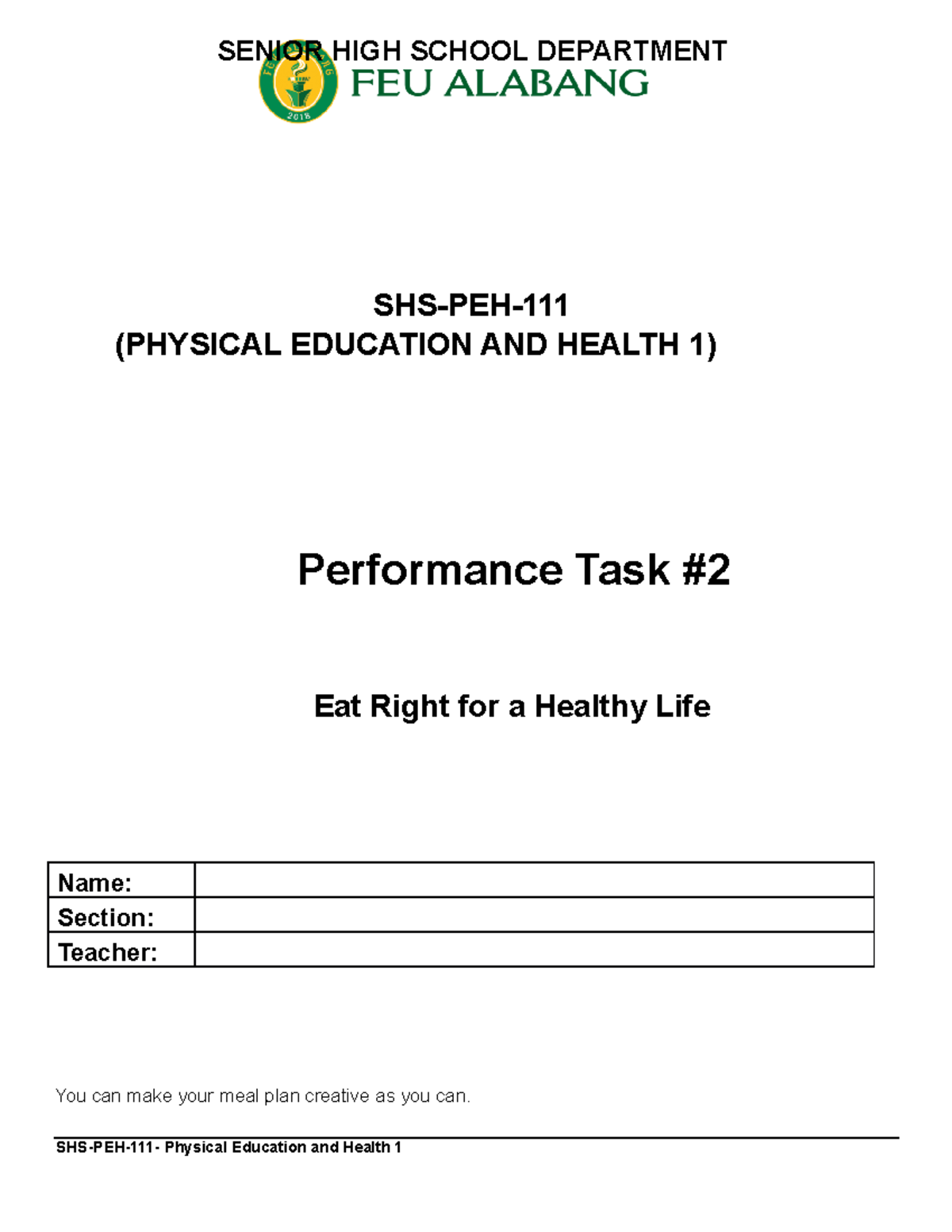 4.[M2S2- Performance TASK] - SENIOR HIGH SCHOOL DEPARTMENT SHS-PEH ...