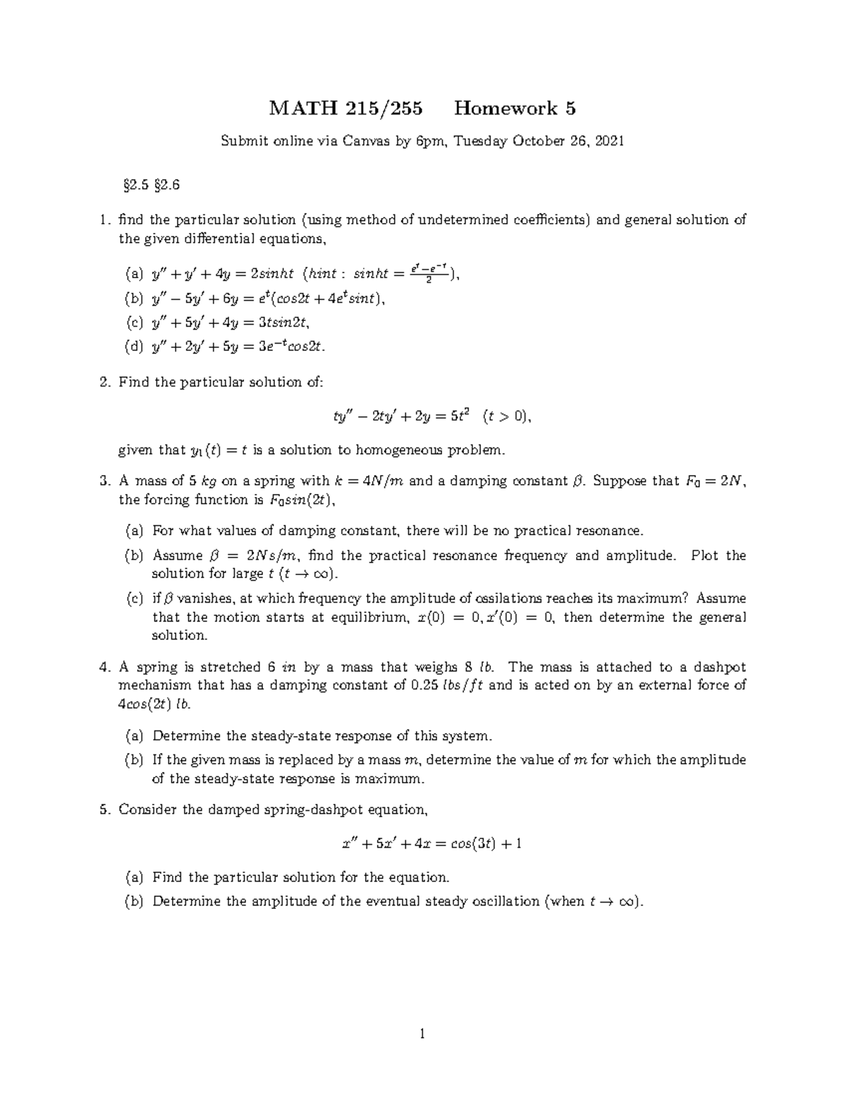 H5-215255-2021 - fuck - MATH 215/255 Homework 5 Submit online via ...