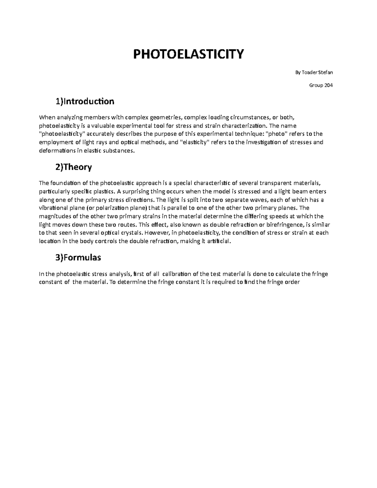 Photoelasticity - Its a generalized lab report - PHOTOELASTICITY By ...