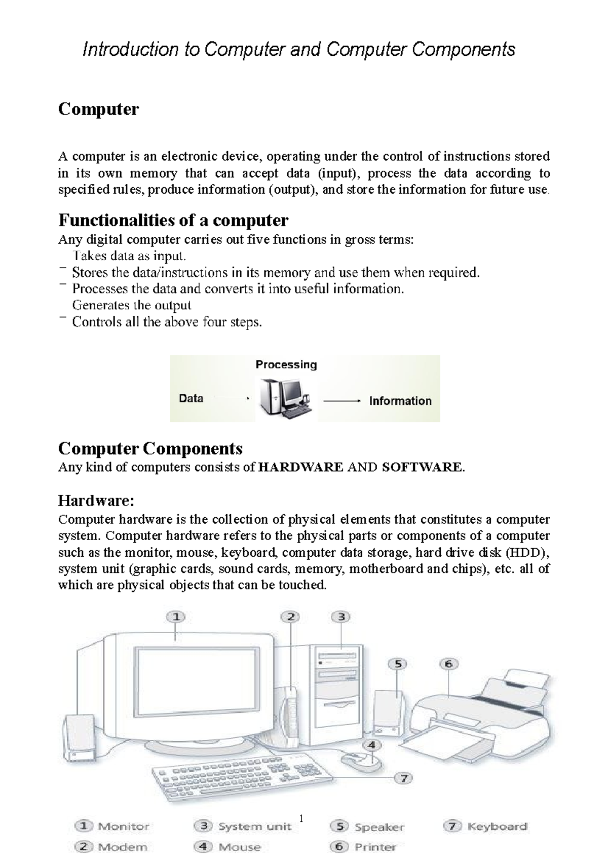 Introduction to computers - Computer A computer is an electronic device ...