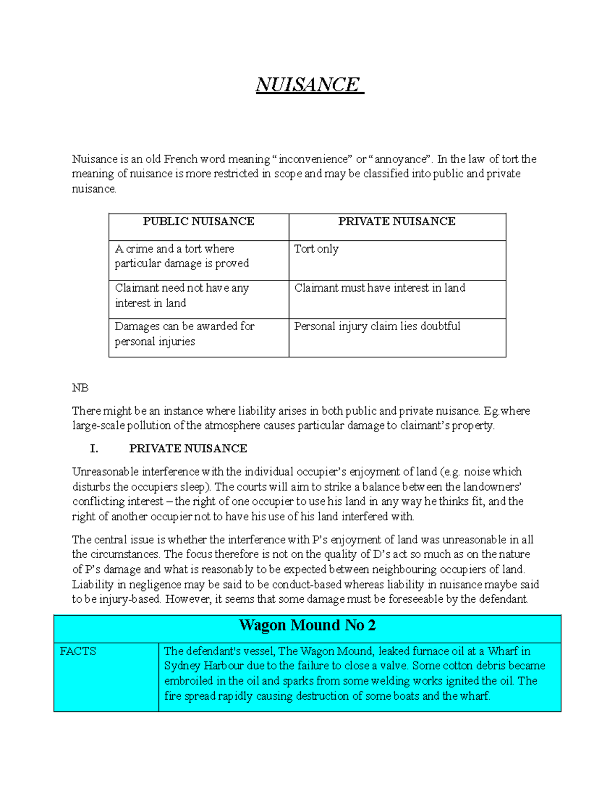 Nuisance - d klcjsndm - NUISANCE Nuisance is an old French word meaning ...