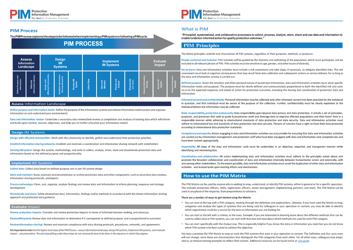 PIM Process and principles - PIM Process The PIM Process captures the ...