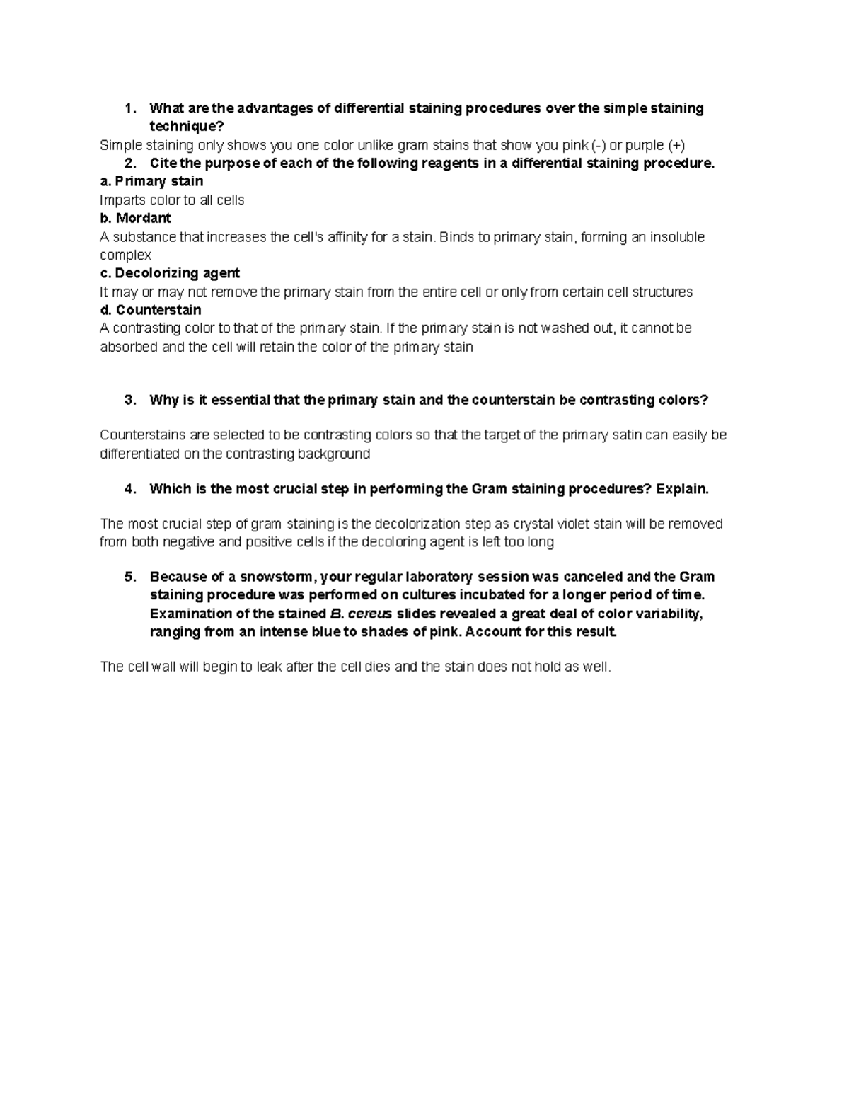 Lab #10 - Lab #10 - What are the advantages of differential staining ...