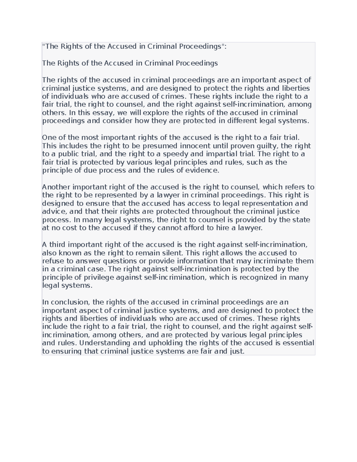 The Rights of the Accused in Criminal Proceedings - "The Rights of the ...