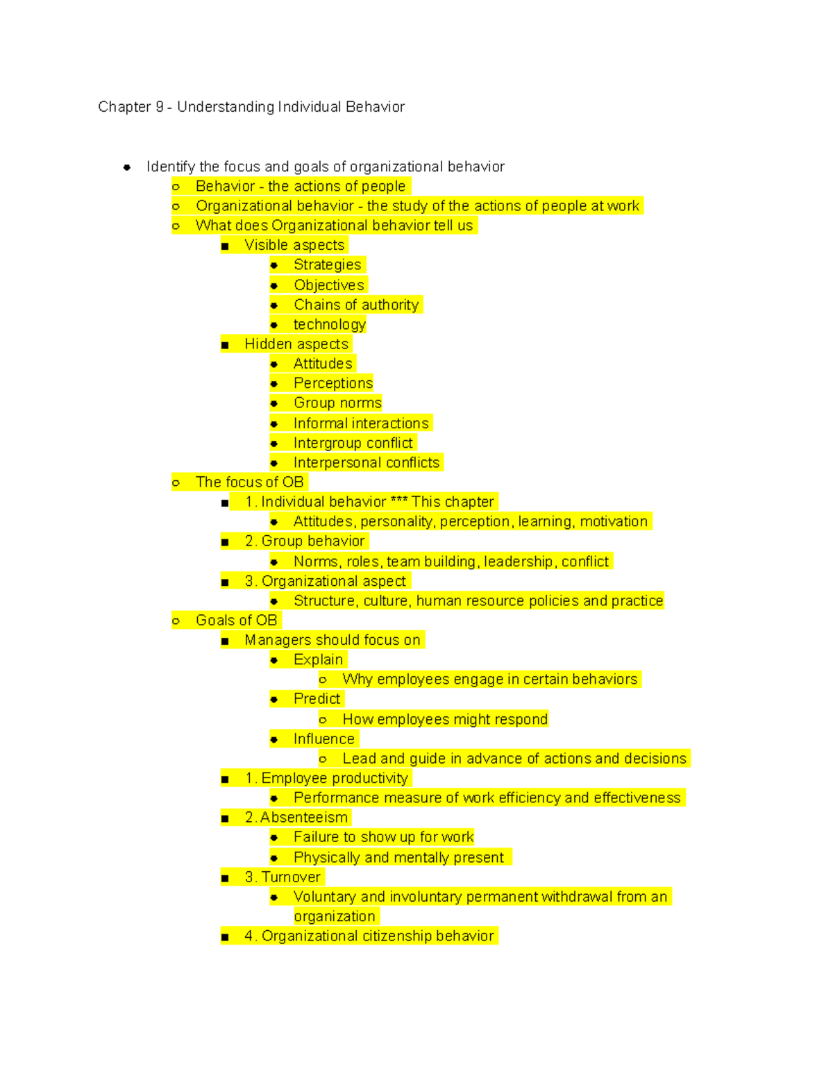 Chapter 9 - Understanding Individual Behavior - Chapter 9 ...