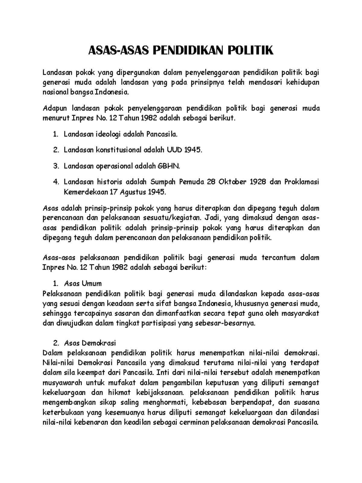 Pendidikan Politik (Asas dan Pentingnya Pendidikan Politik) - ASAS-ASAS ...