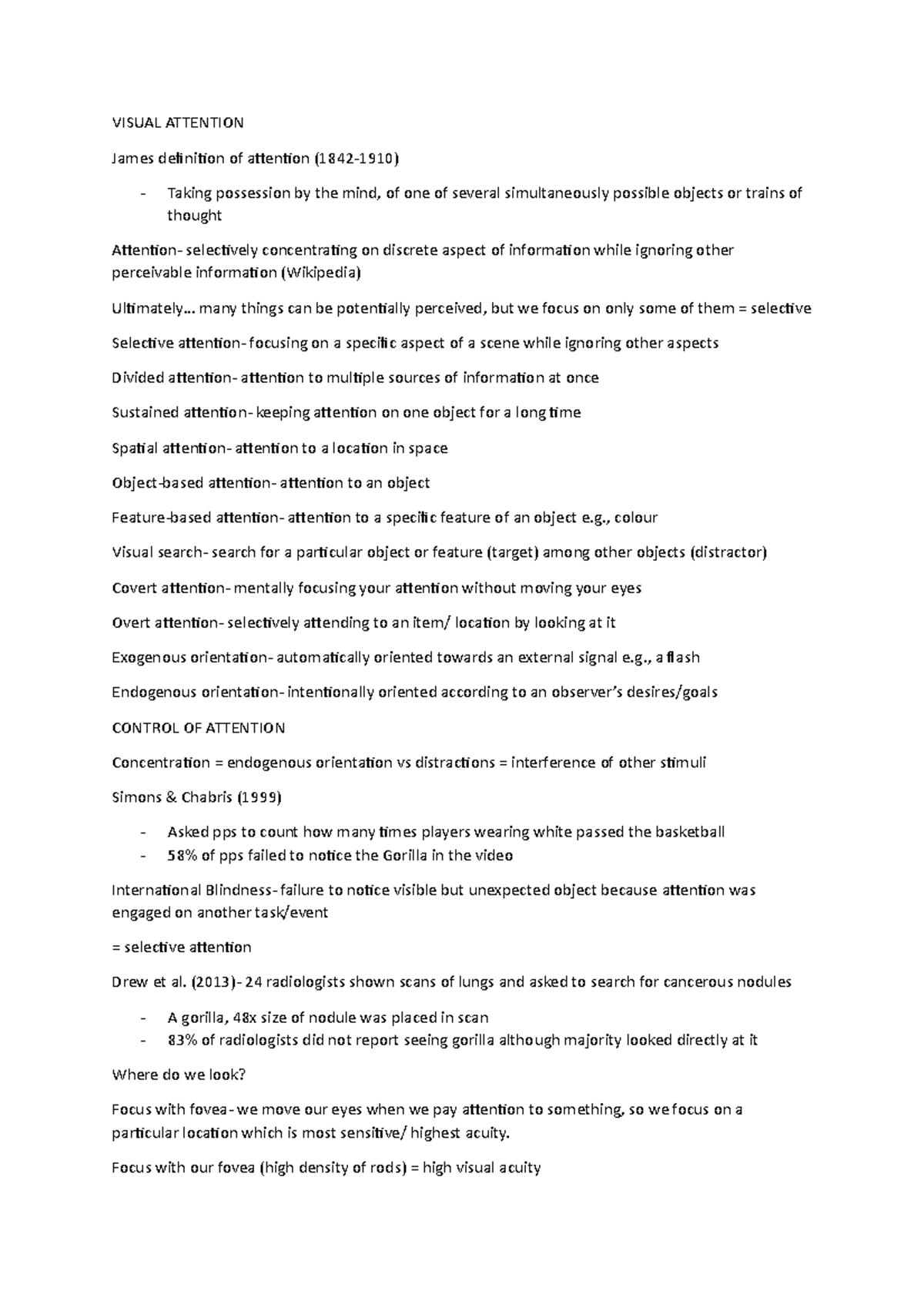 Visual Attention (W6) - Sensation and Perception - VISUAL ATTENTION ...