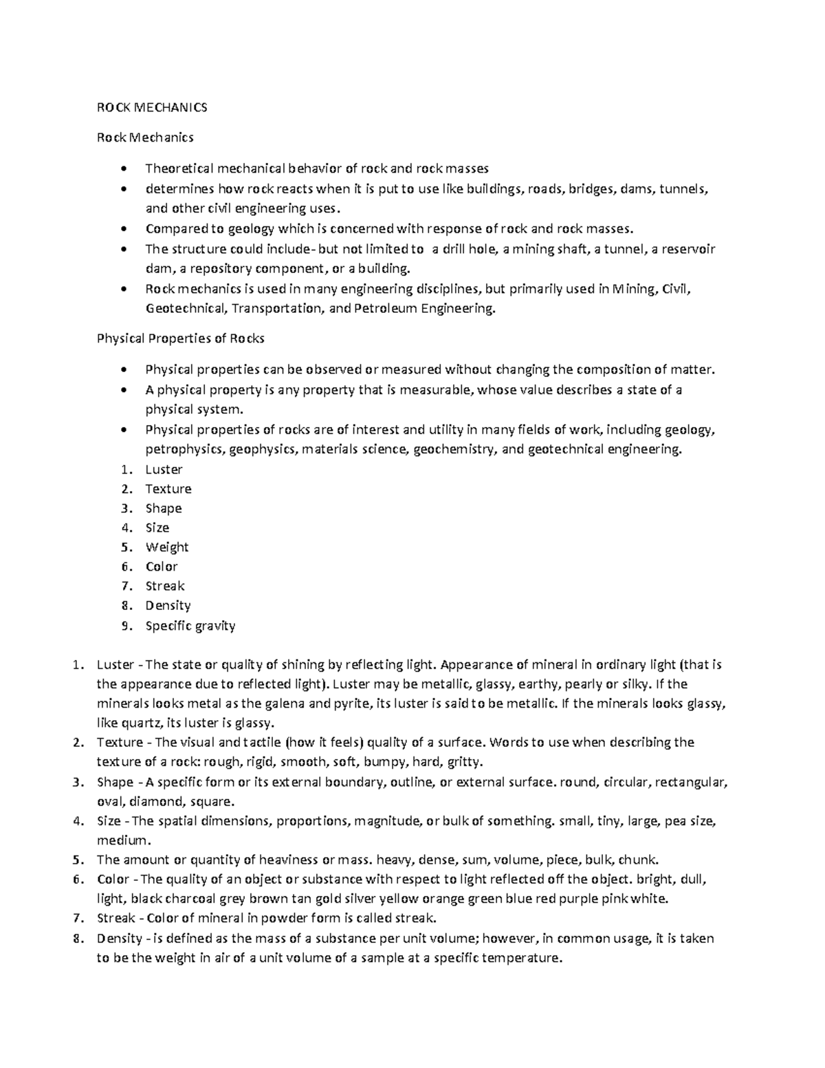 3. Rock Mechanics - ROCK MECHANICS Rock Mechanics Theoretical ...