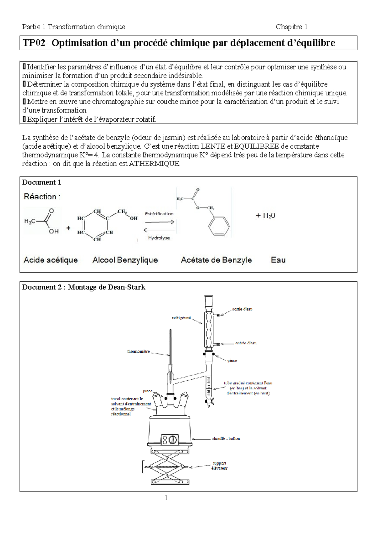 TP02-Synthèse odeur jasmin - TP02- Optimisation d’un procédé chimique ...