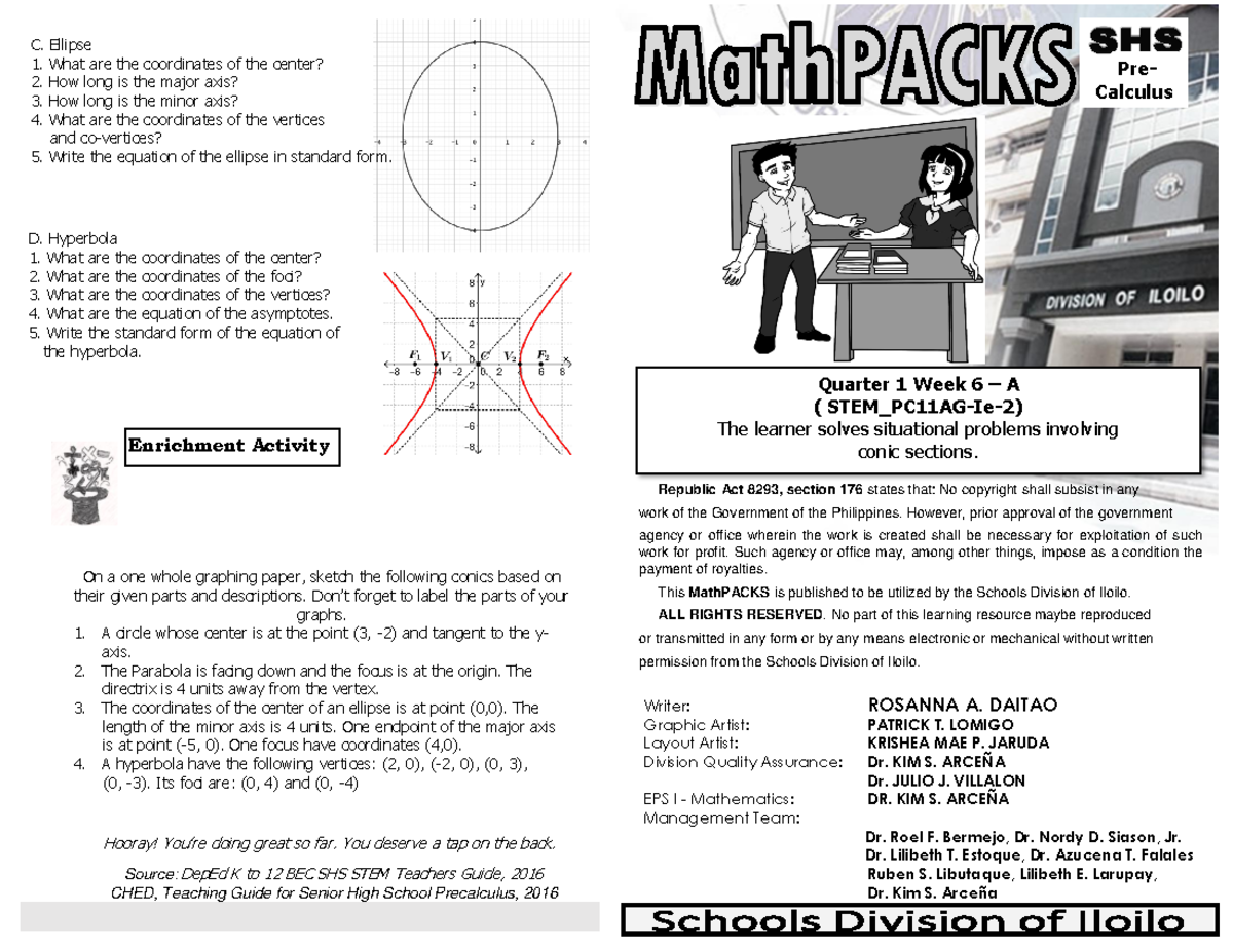 Math11 Pre Cal Q1Wk6-ABC-Key-v - C. Ellipse 1. What are the coordinates ...