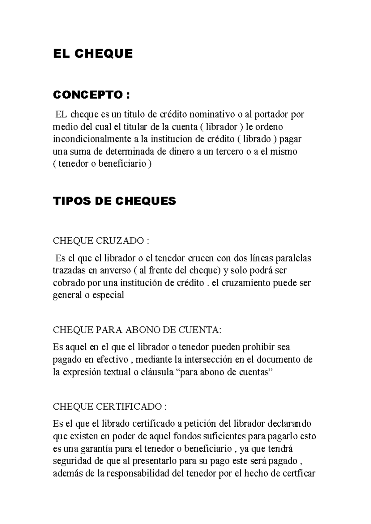 EL Cheque Fernando-2 - DDD - EL CHEQUE CONCEPTO : EL cheque es un ...