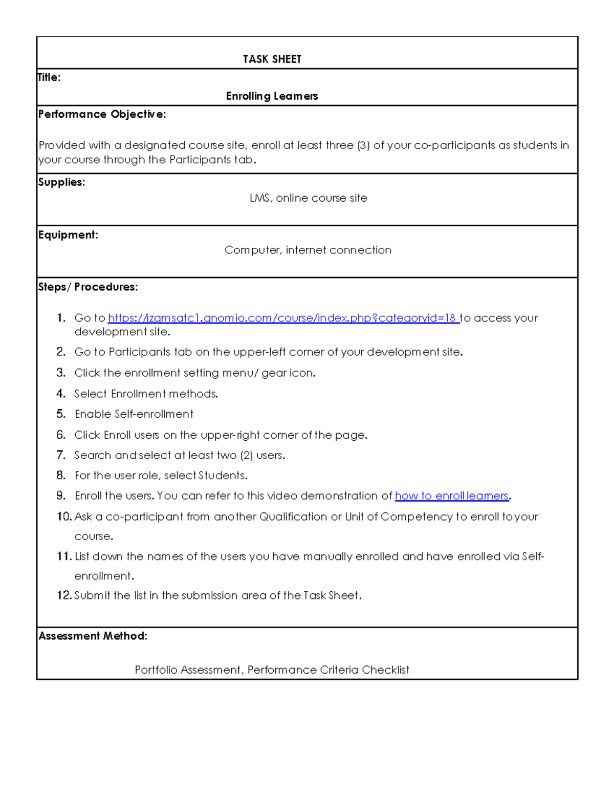 TASK- Sheet Enroll - Organization and Management - Studocu