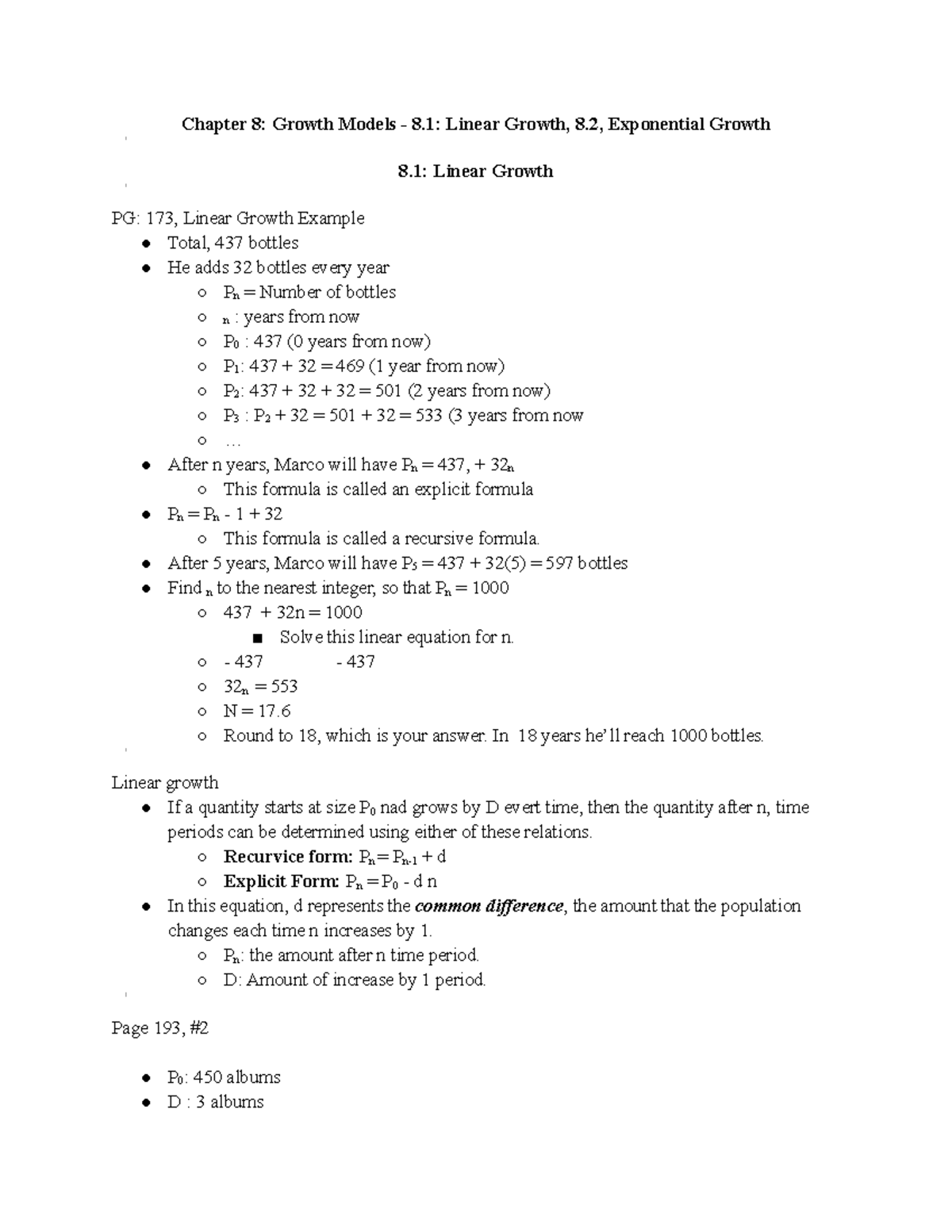 Quantitative Reasoning - M - 9 9 19 - Chapter 8: Growth Models - 8 ...