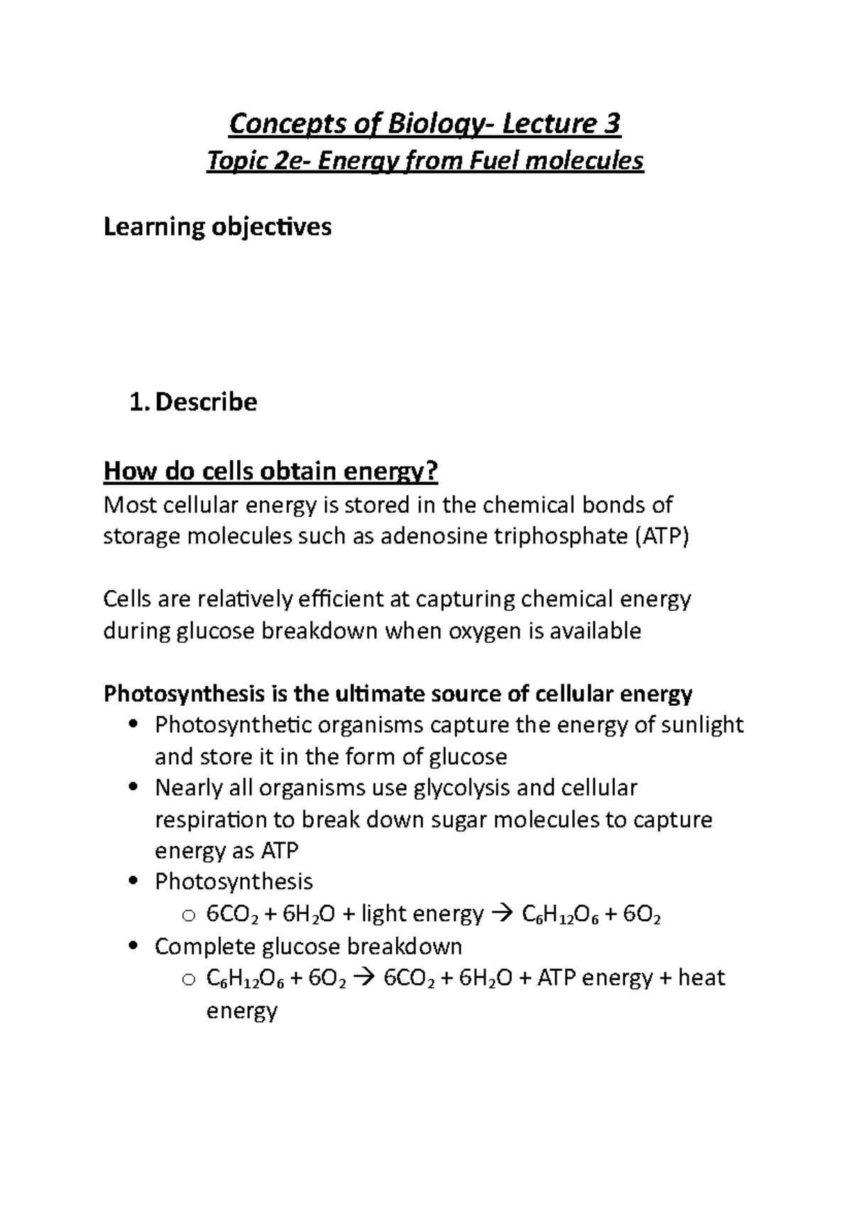 Bio Seventh Lecture - Concepts of Biology- Lecture 3 Topic 2e- Energy ...