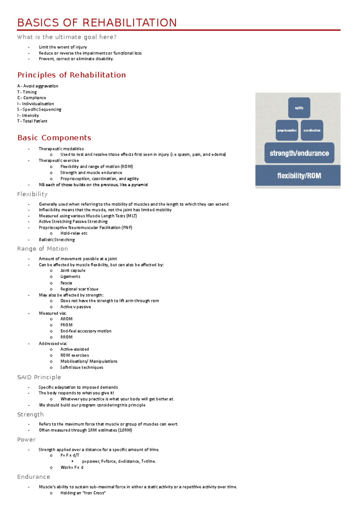4 - Rehab Basics - Lecture notes 4 - BASICS OF REHABILITATION What is ...