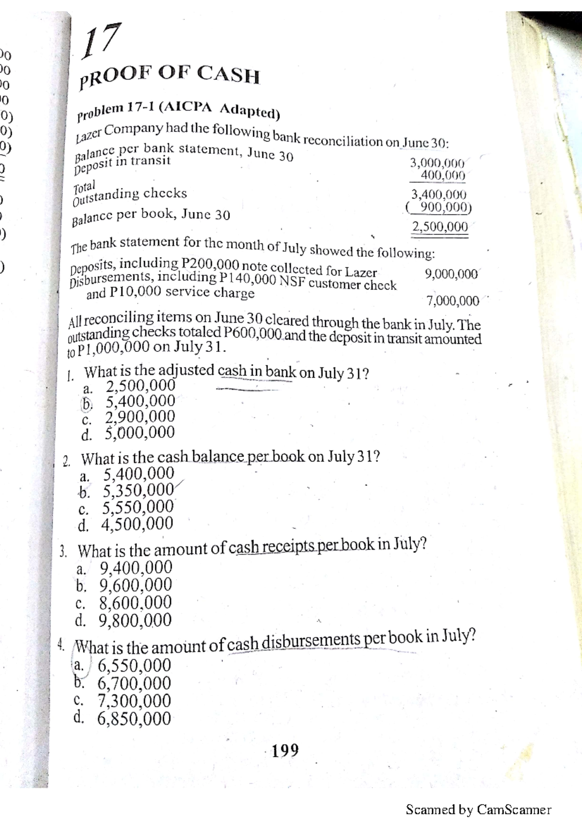 C9 Proof OF CASH - Intermediate Accounting 1 Test Bank - pictures from ...