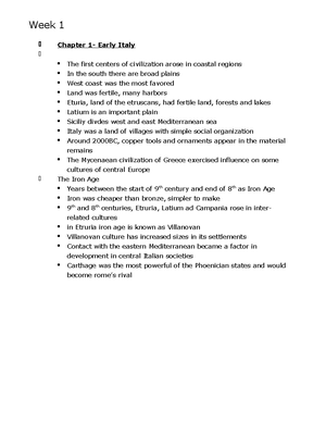 Chapter 1 - Summary A Brief History of the Romans - Italy and the ...