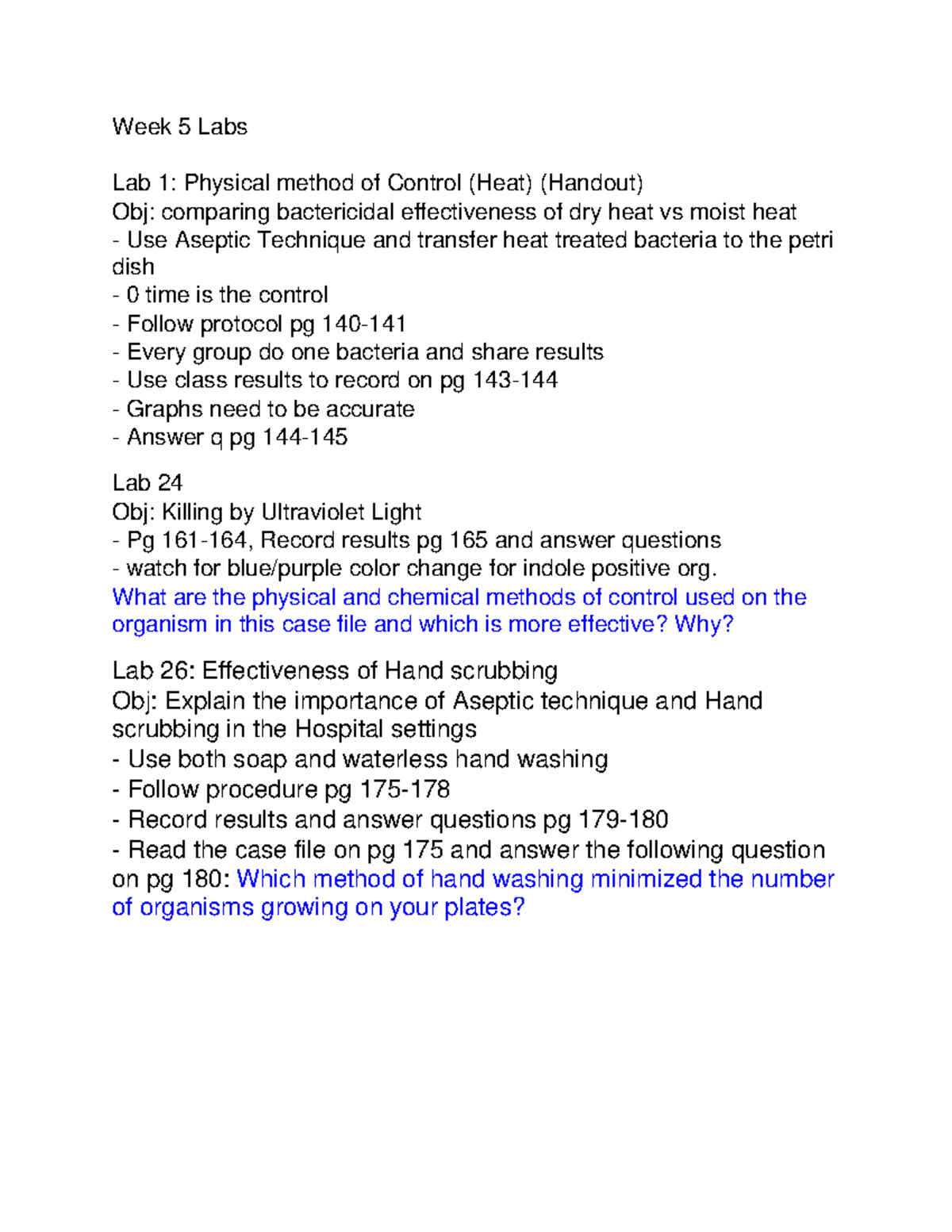 Lab week 5 - gh h - Week 5 Labs Lab 1: Physical method of Control (Heat) (Handout) Obj ...