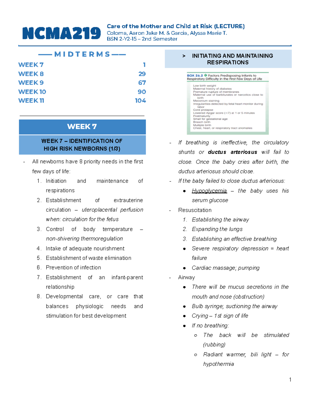 Midterms NCMA219 - LEC - NCMA Coloma, Aaron Jake M. & Garcia, Alyssa Marie T. BSN 2-Y2-15 – 2nd ...