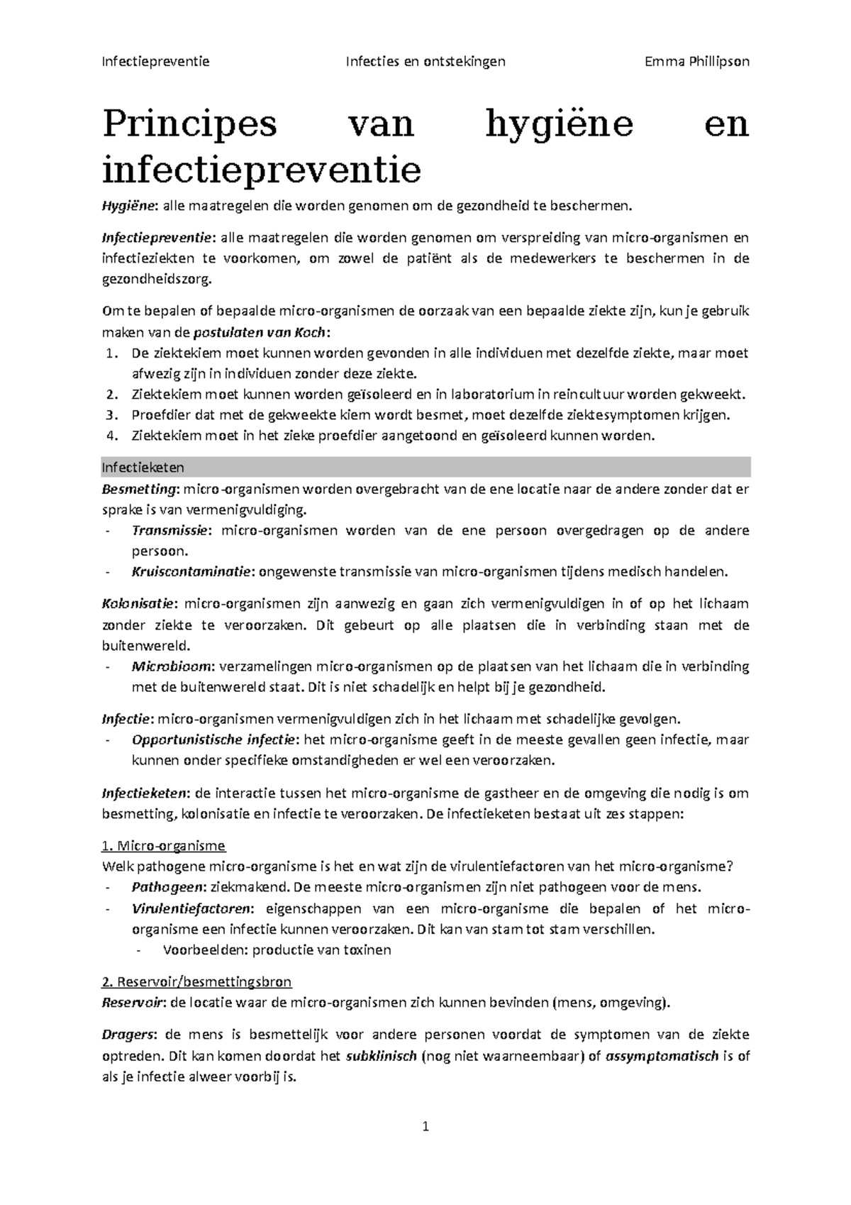 Infectiepreventie - Infectie en ontstekingen - Principes van hygiëne en ...