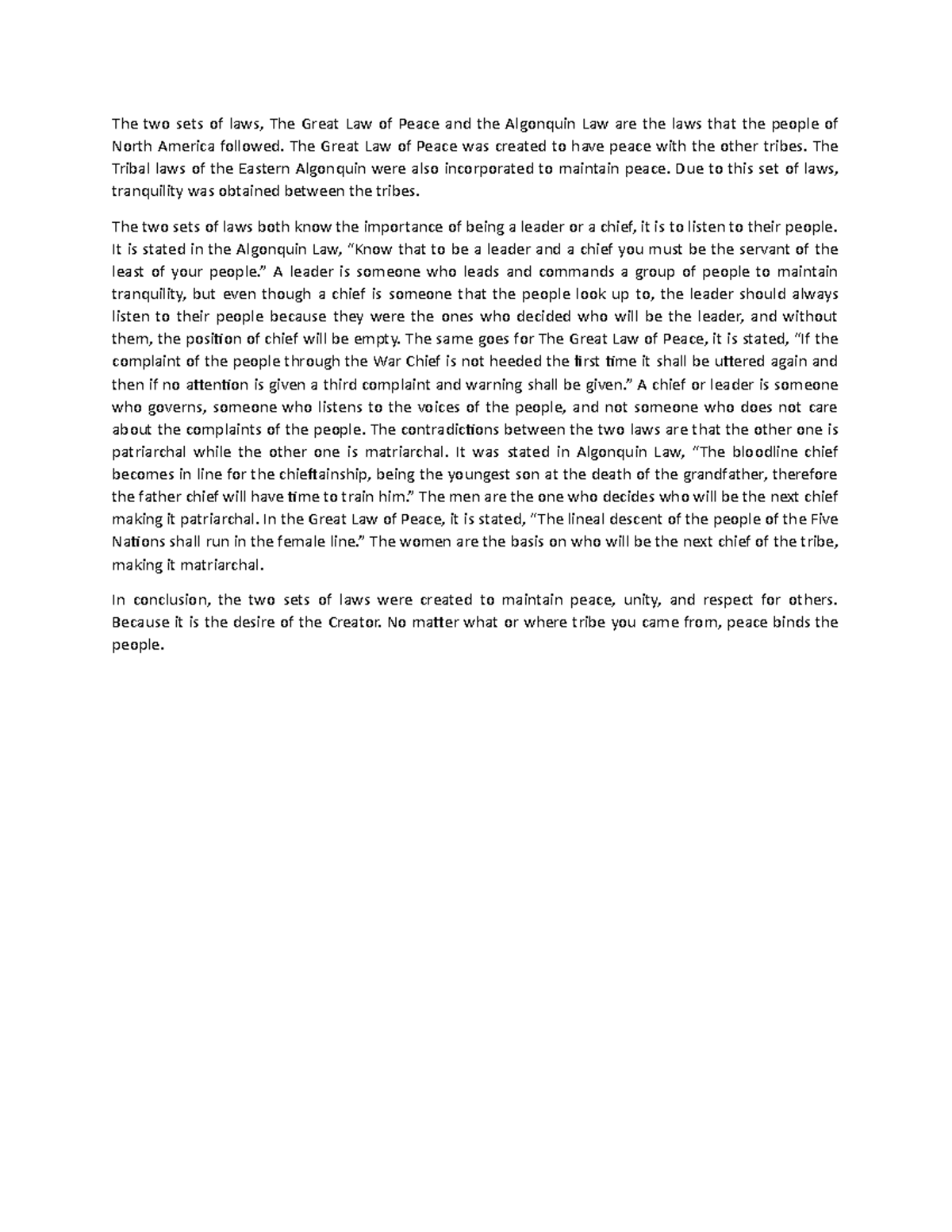 Algonquin - jbjbc - The two sets of laws, The Great Law of Peace and ...
