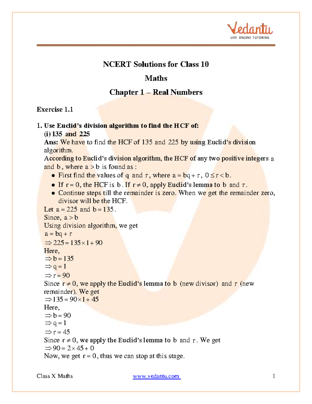Class 10 Maths Real Numbers NCERT Solutions For Class 10 Maths Chapter 1 Real Numbers 