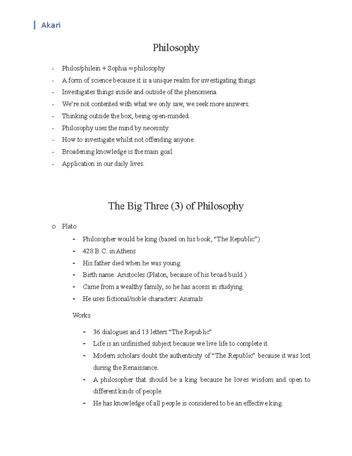 Intorduction to Philosopohy - Philosophy 1 (Akari) - Akari Philosophy ...
