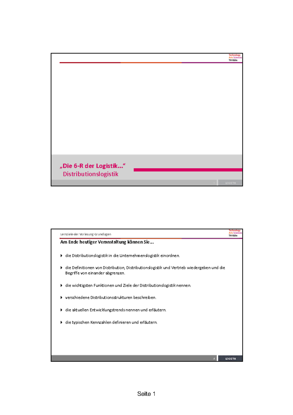 Pu L 06 Distributionslogistik Folien - 1 LOGISTIK „Die 6-R der Logistik ...