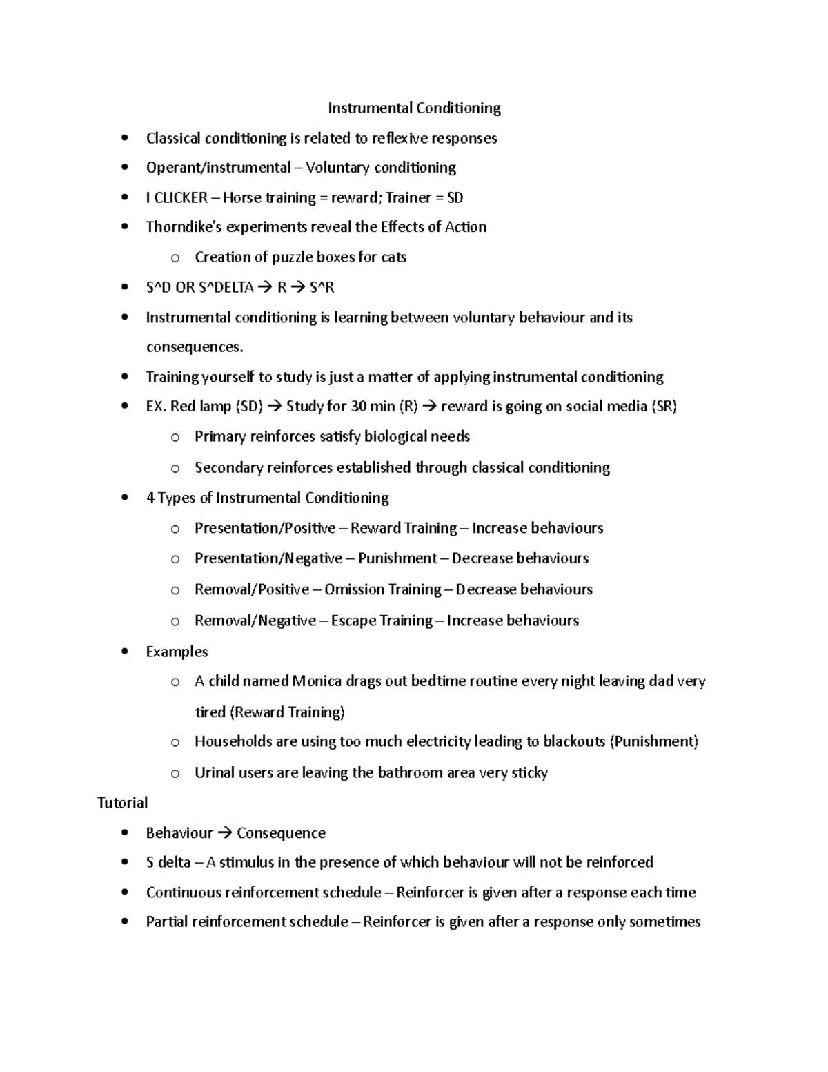 Lecture 3 - Instrumental Conditioning - Instrumental Conditioning ...