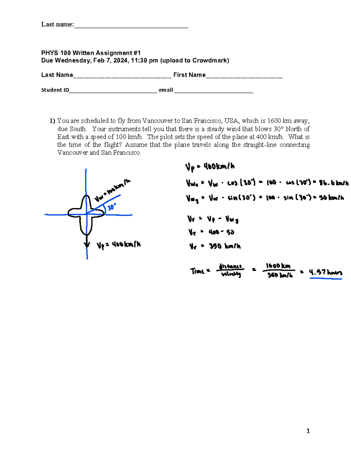 Written Assignment 1 Jan 22 2024 - Last name ...