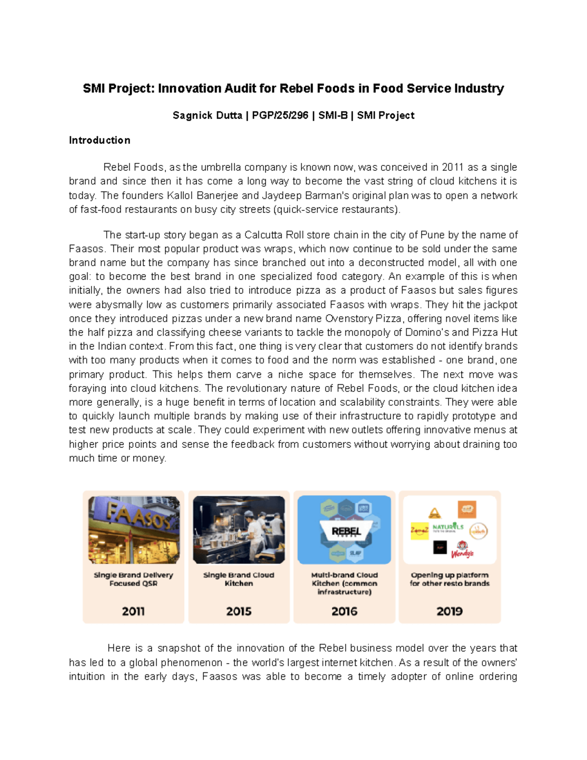 Sagnick Dutta 296 SMI Project Innovation Audit for Rebel Foods in Food ...