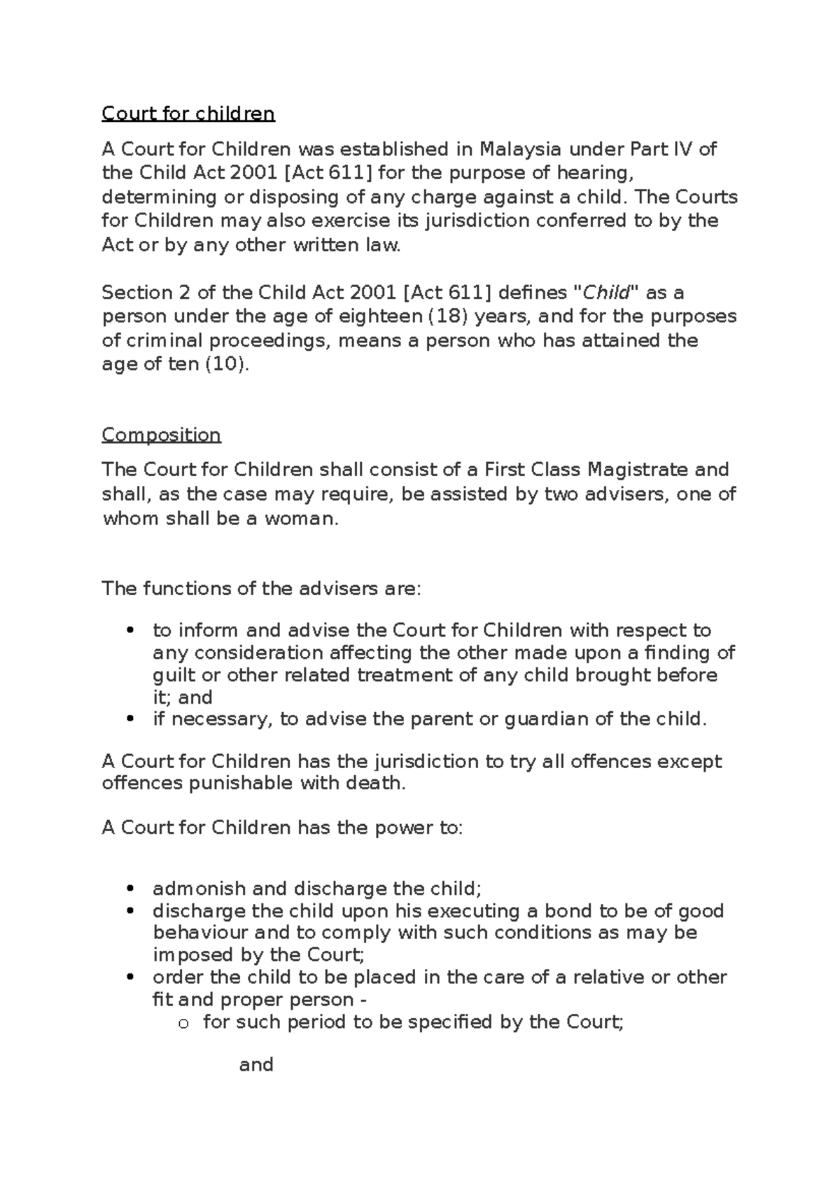 Court for children-foundation in law lecture notes - Court for children ...