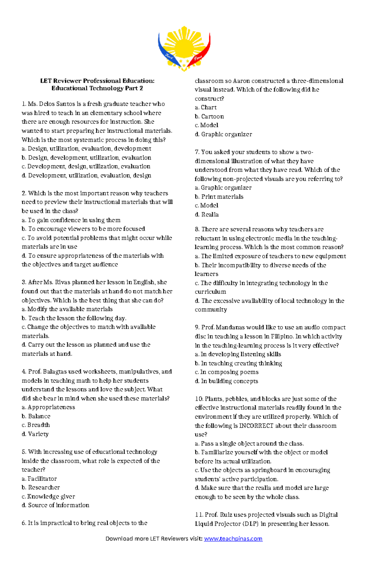 Educational Technology PART 2 (www - LET Reviewer Professional ...