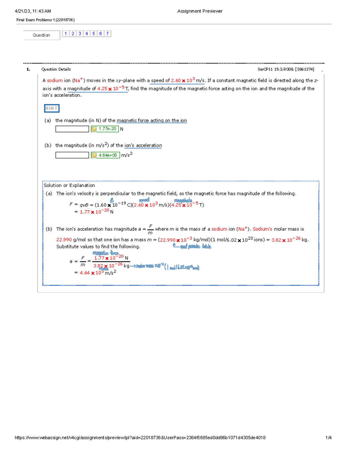 Final Problem 1 - Notes - Question 1 2 3 4 5 6 7 Final Exam Problems 1 ...