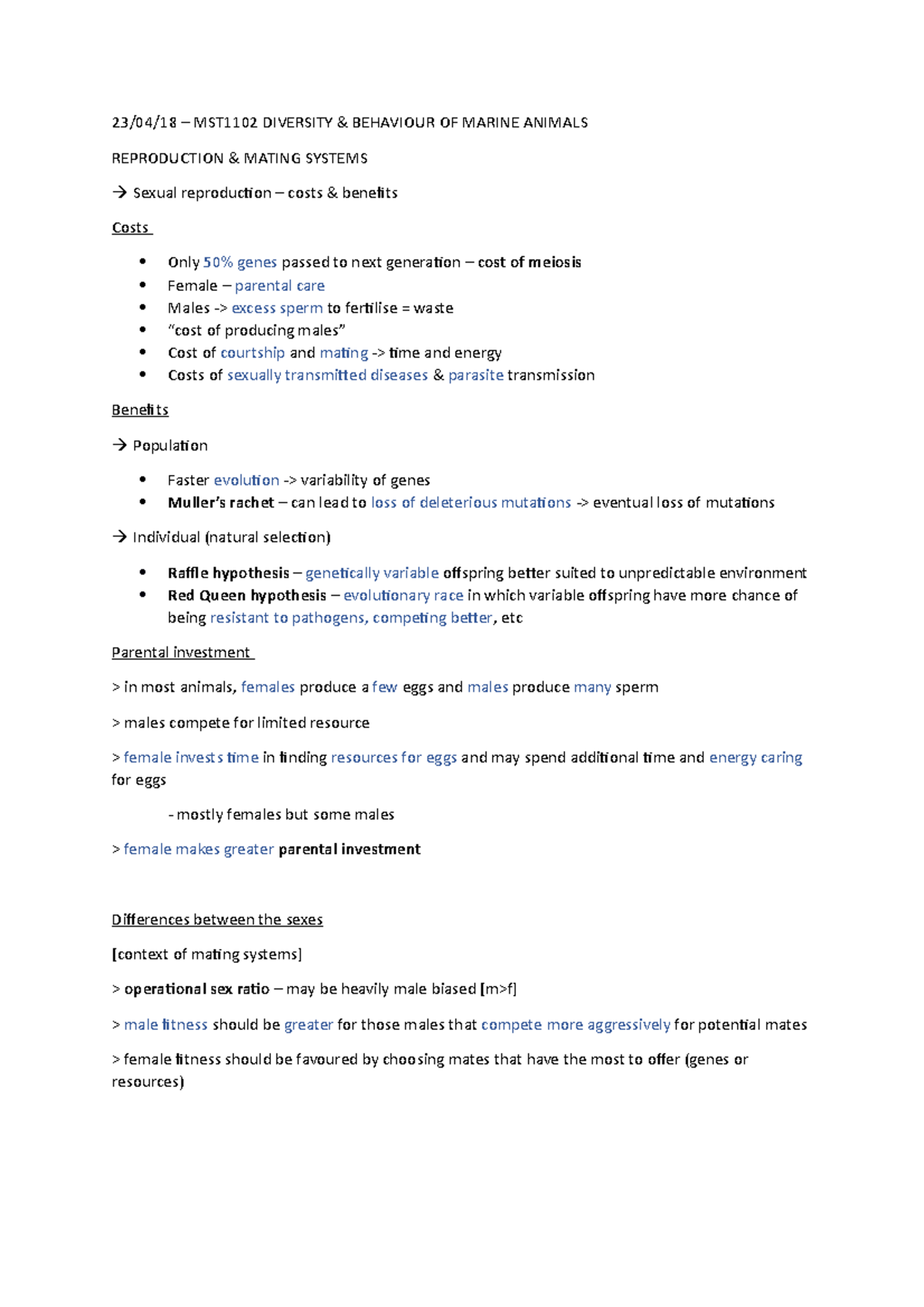 Reproduction and mating systems - 23/04/18 – MST1102 DIVERSITY ...