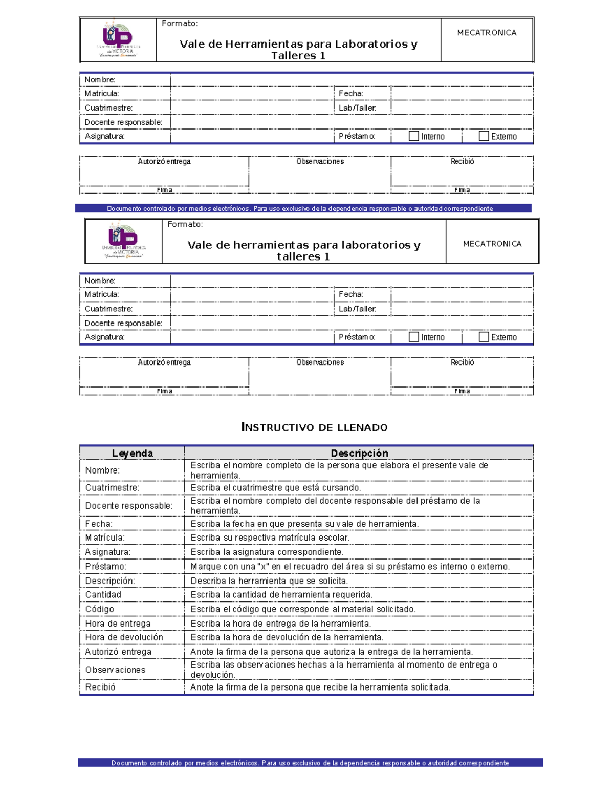 134754626 Vale de Herramienta Mecanica - Formato: Vale de Herramientas para Laboratorios y ...