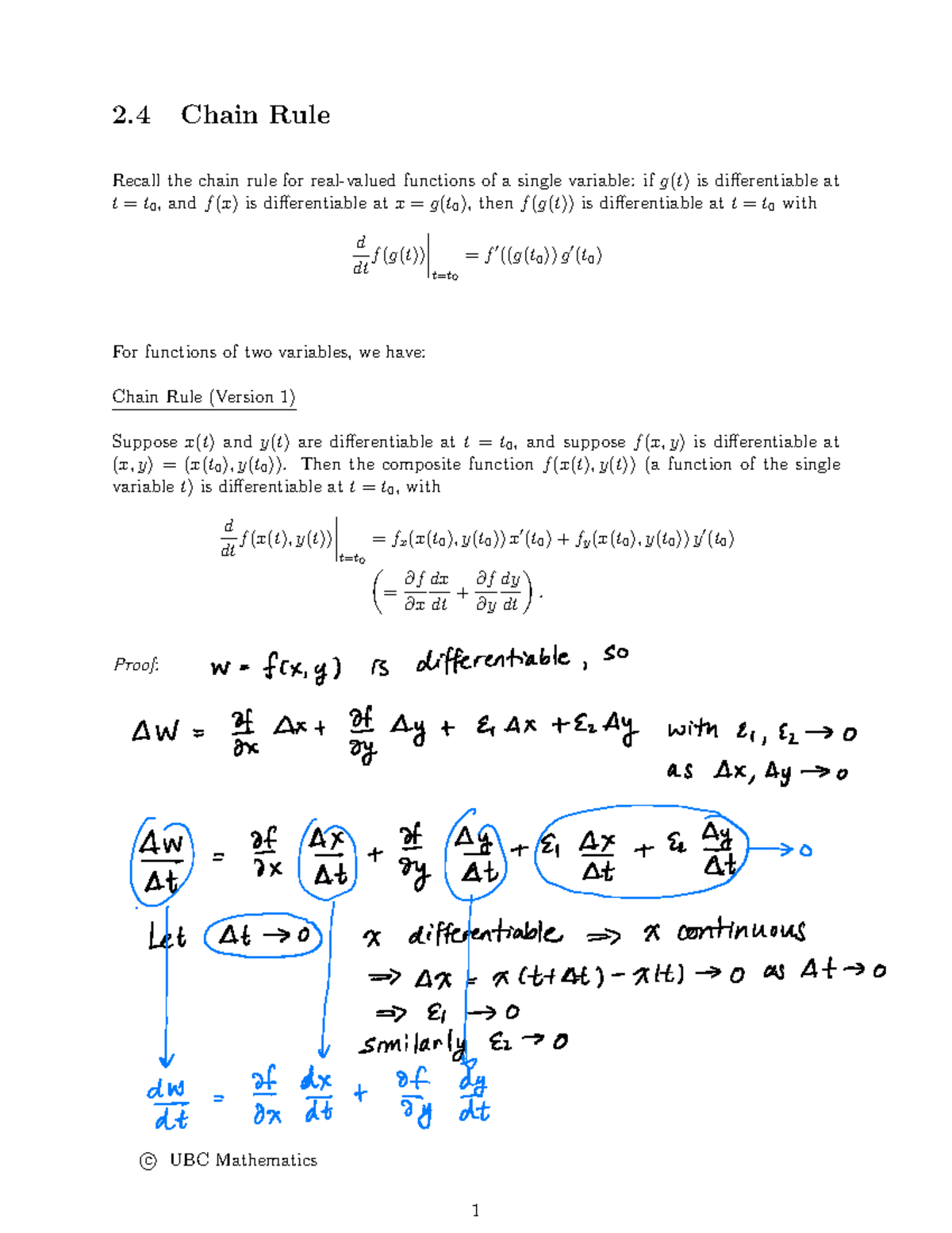 Chainrule - 2 Chain Rule Recall the chain rule for real-valued functions of a single variable ...
